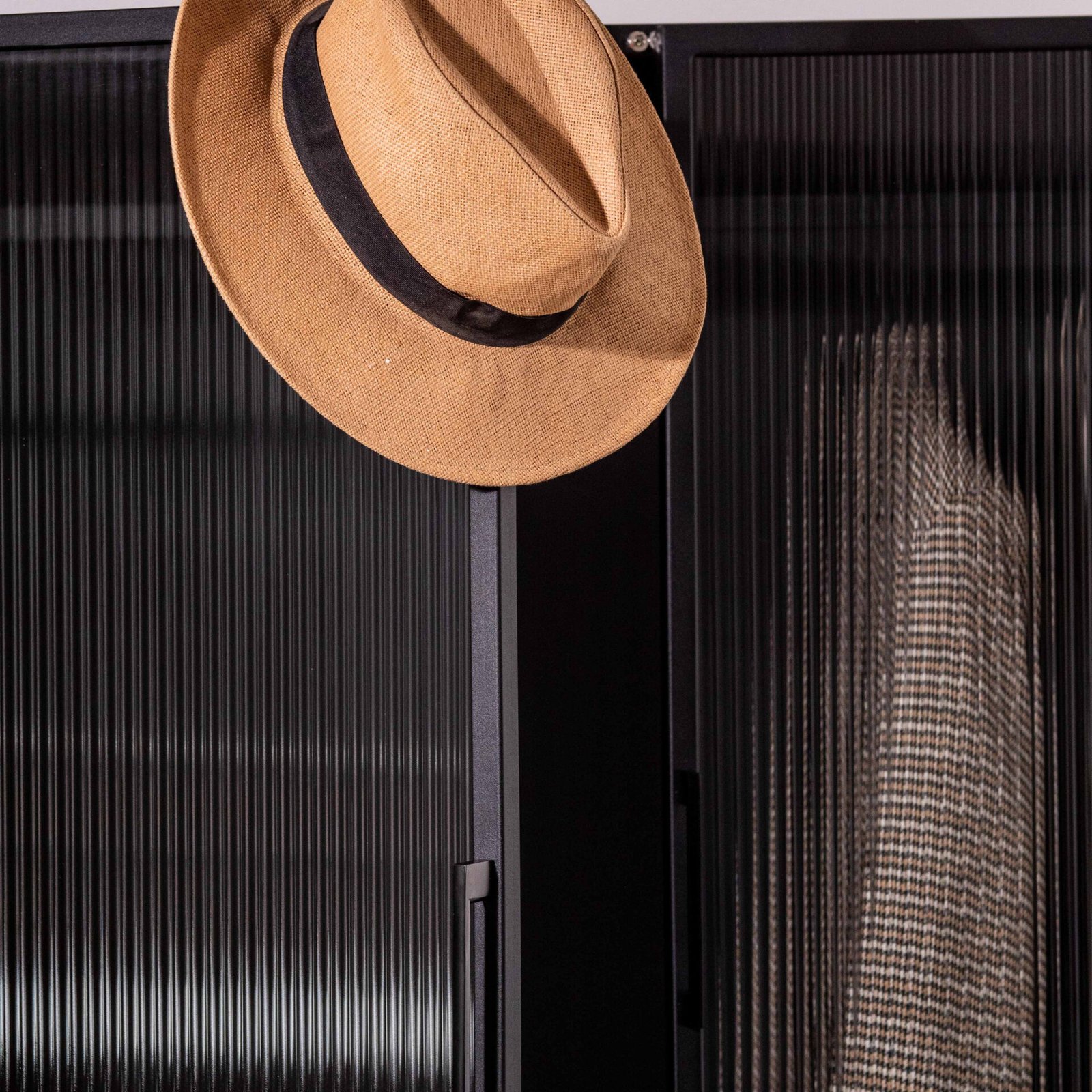 Reeded Glass Wardrobe with Wooden Drawers - Studio Delta